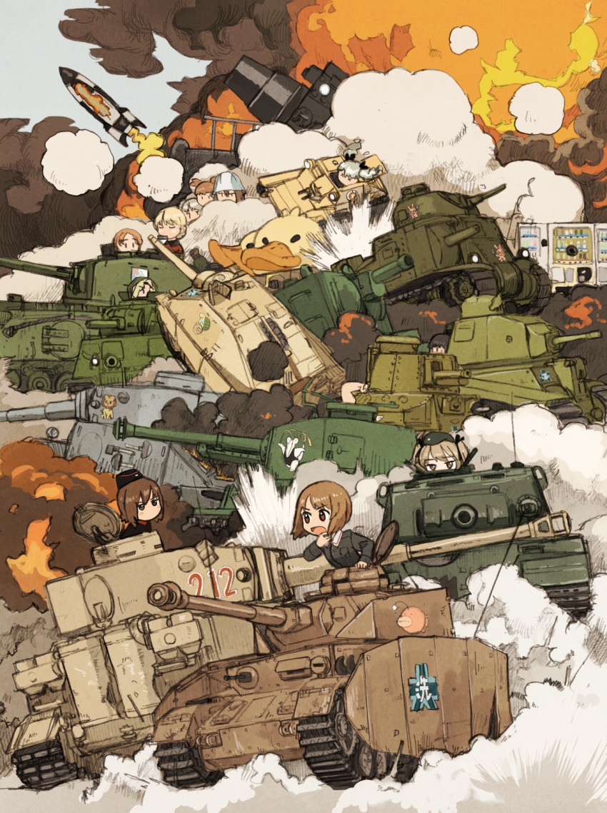 Safebooru - 6+girls akai sashimi aki (girls und panzer) anchovy ...
