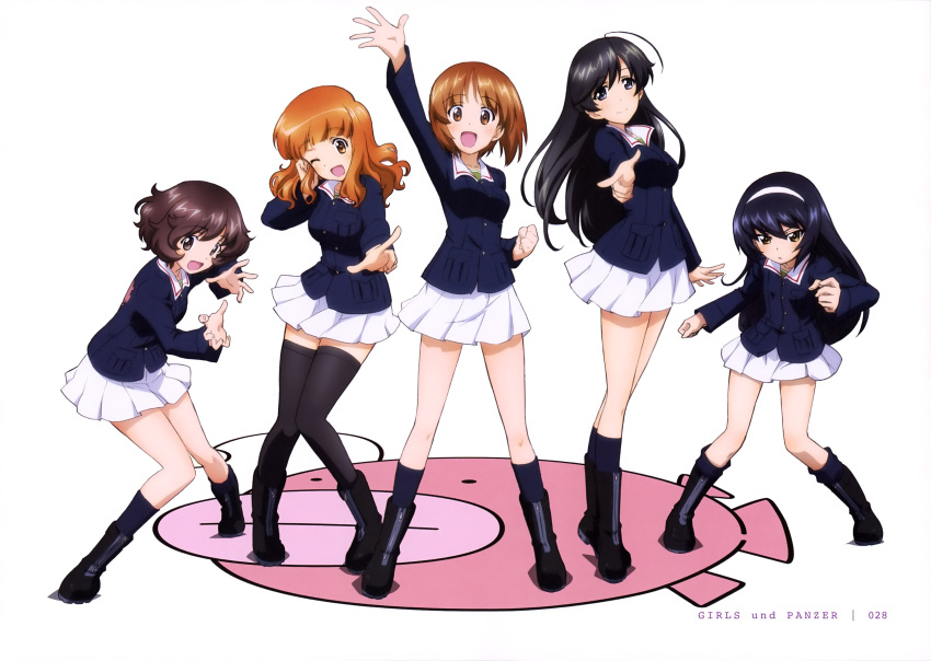 Safebooru - 5girls absurdres ahoge akiyama yukari anglerfish bangs black boots black eyes black ...