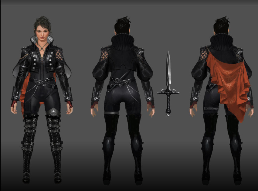 Safebooru - ass belt belt boots belts brown hair cape concept art crowe ...