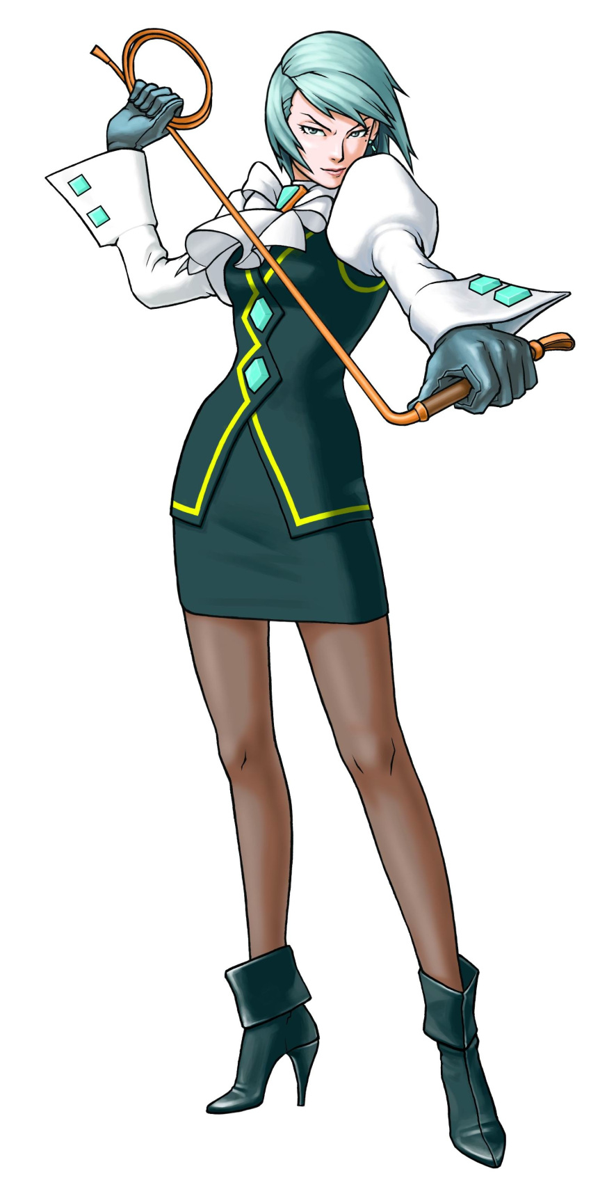 Safebooru - 1girl blue hair gloves gyakuten saiban high heels highres ...