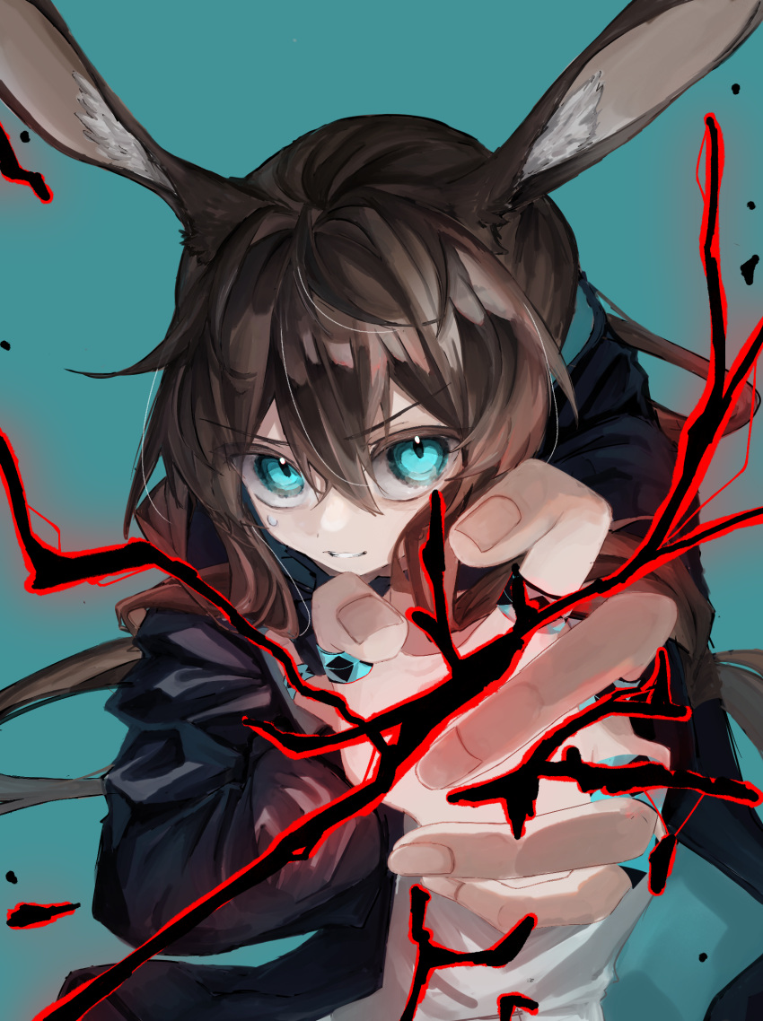 Safebooru - amiya (arknights) animal ears arknights black jacket blue eyes brown hair highres ...