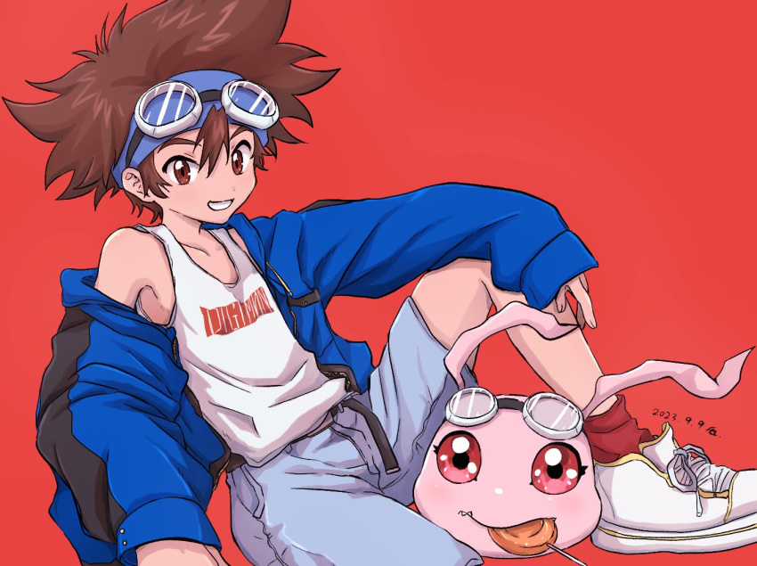Safebooru - 1boy blue jacket blue shorts brown eyes brown hair candy ...