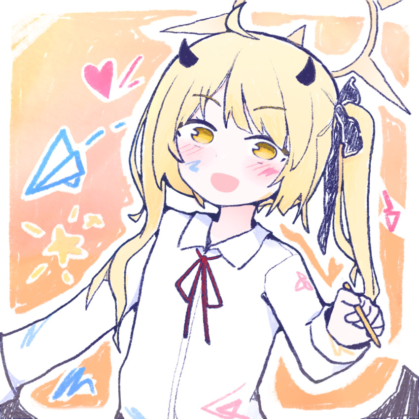 Safebooru - 1girl black horns black wings blonde hair blue archive blush demon girl demon horns ...