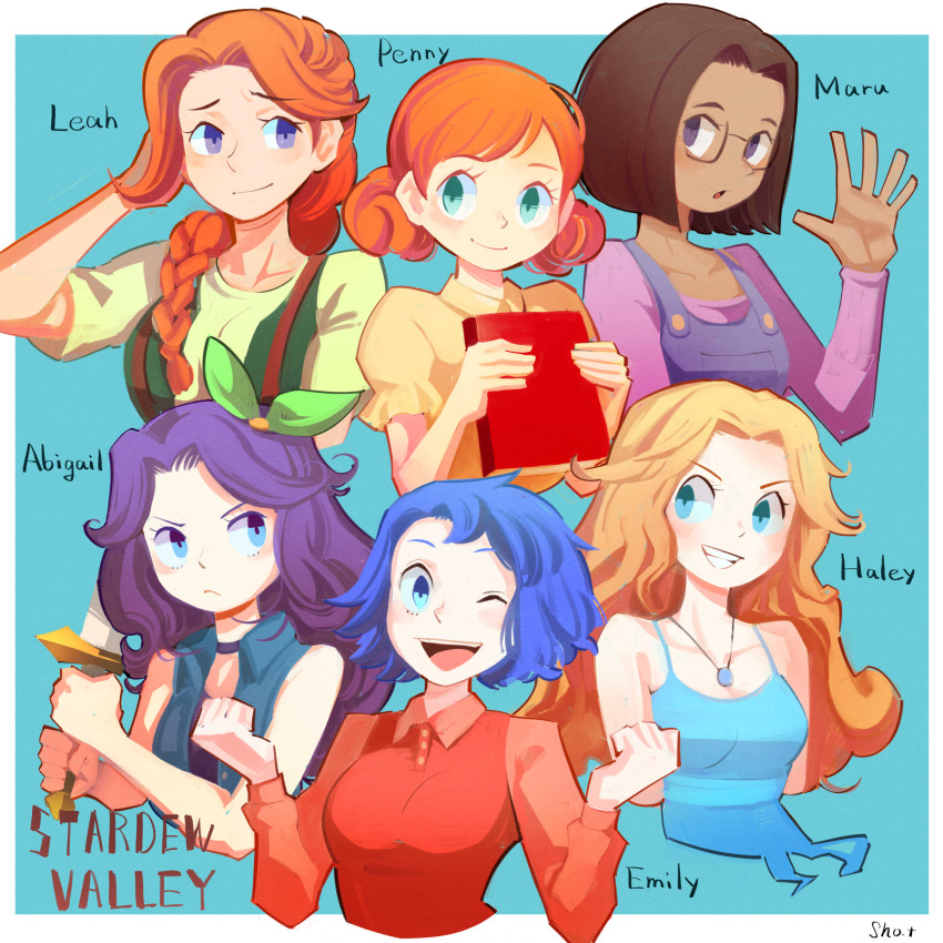 Safebooru - 6+girls abigail (stardew valley) absurdres bare arms bare ...