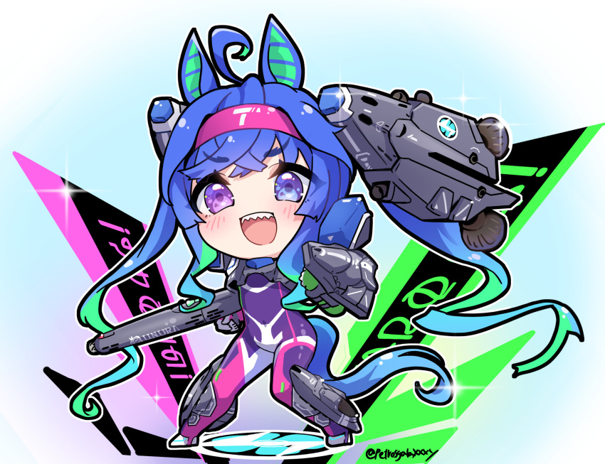 Safebooru - 1girl animal ears bodysuit chibi full body heterochromia ...