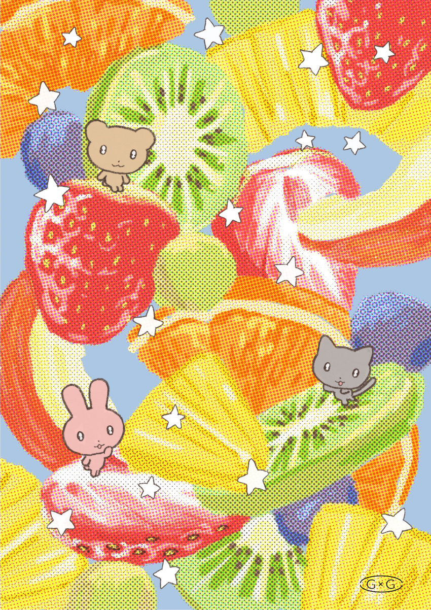 Safebooru - :3 absurdres animal apple apple slice bear cat chibi chibi ...