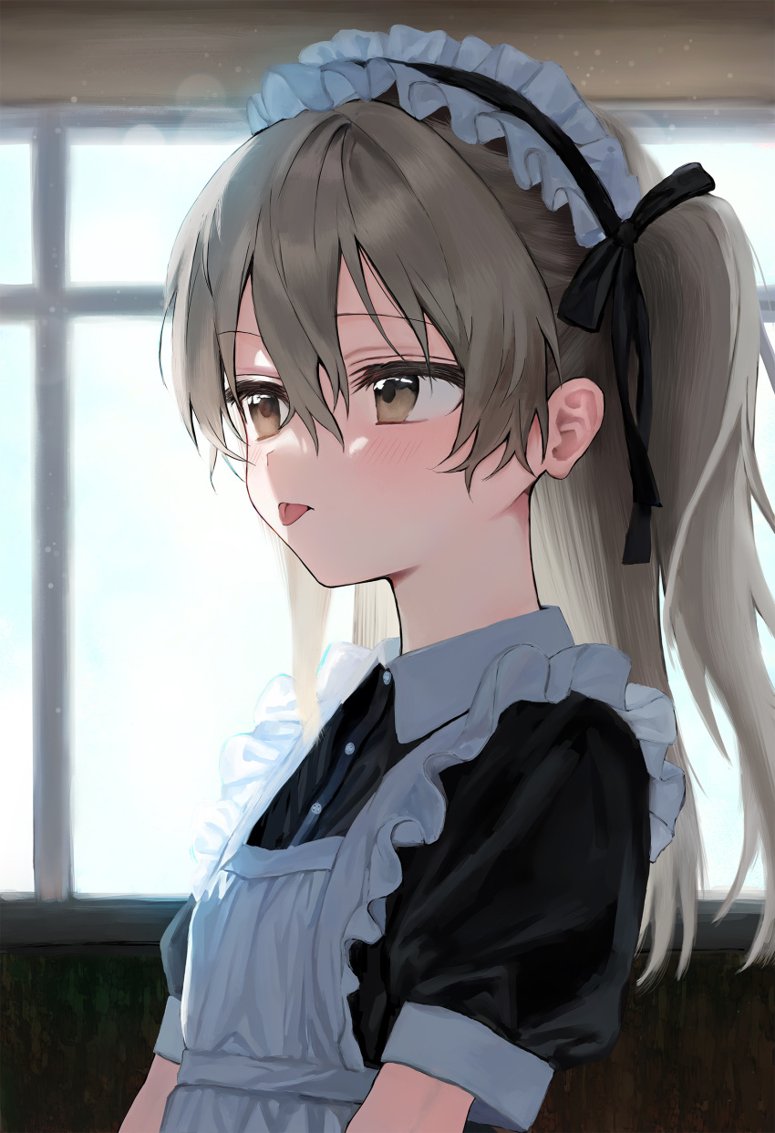 Safebooru - 1girl :p absurdres black shirt collared shirt day girls und ...