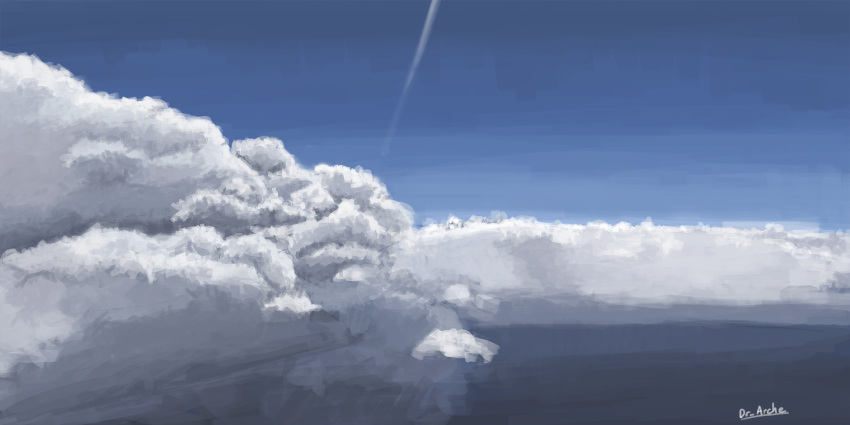 Safebooru - clouds cloudy sky contrail dr-arche highres no humans original scenery sky | 5194407