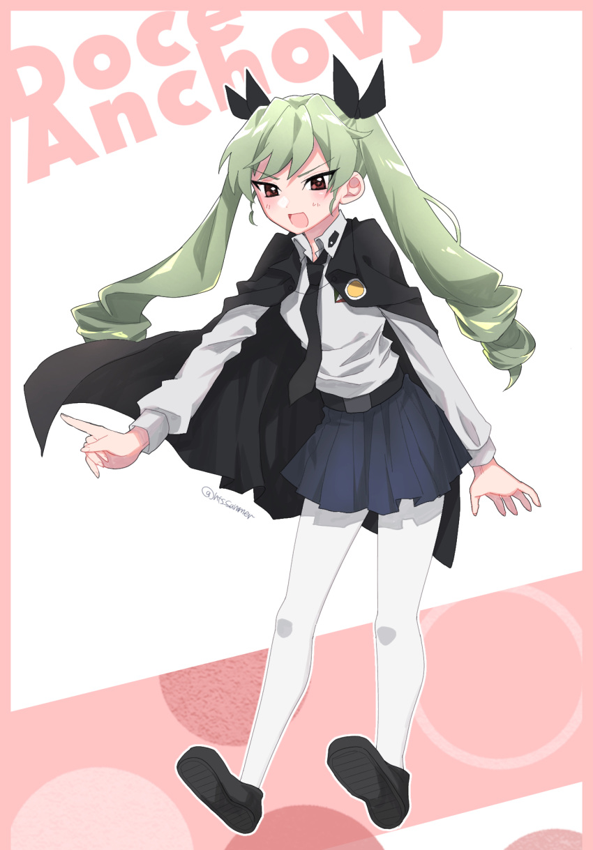 Safebooru - 1girl anchovy (girls und panzer) anzio school uniform belt black belt black cape ...