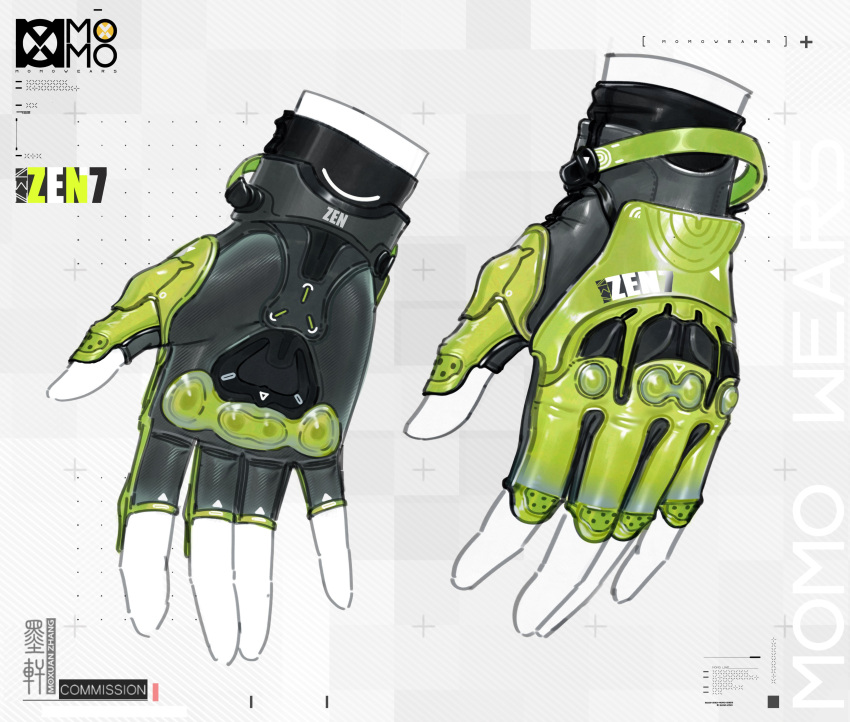 Safebooru - 1other absurdres artist name black gloves commission gloves green gloves highres ...