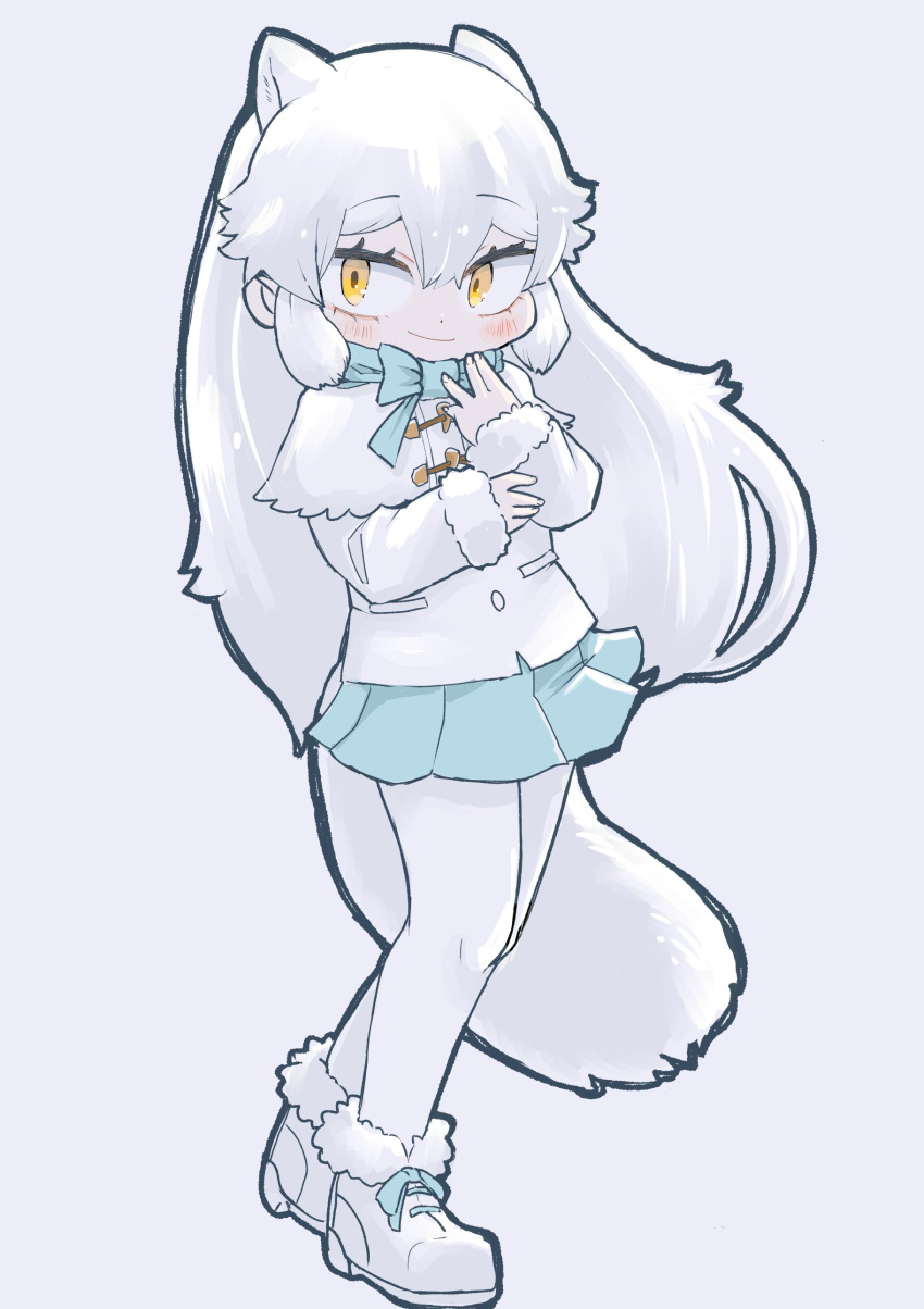 Safebooru - 1girl absurdres animal ears arctic fox (kemono friends) blue bow blue bowtie blue ...