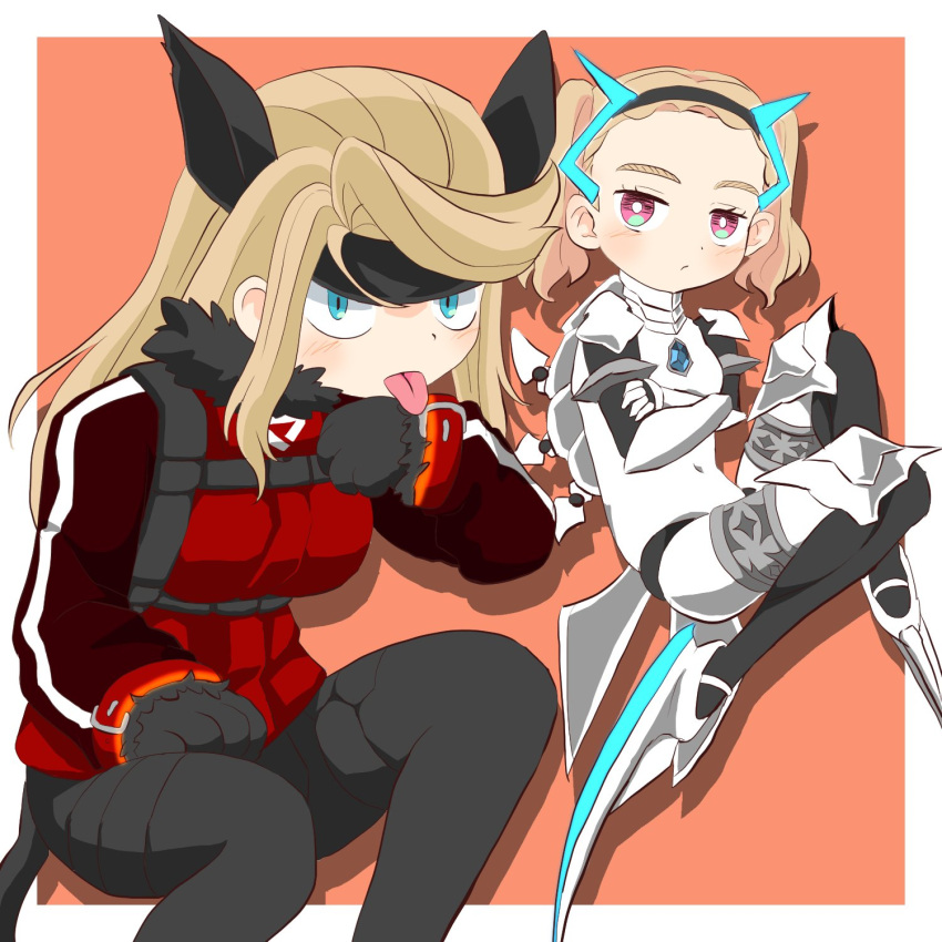 Safebooru - 2girls animal hands armor berit (eisu) blonde hair blue eyes borrowed character ...