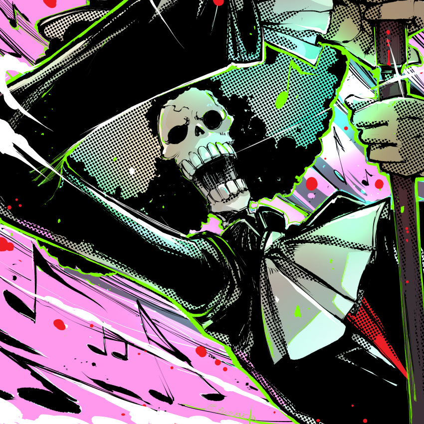 Safebooru - 1boy absurdres afro ascot black hair black jacket brook ...