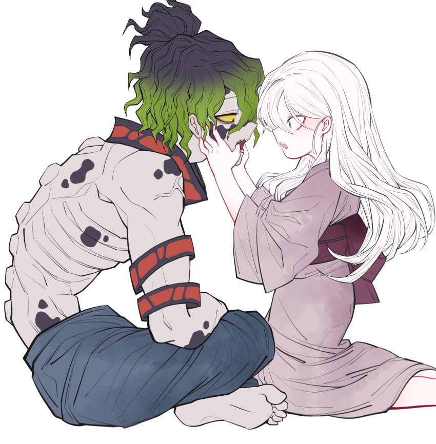 Safebooru - 1boy 1girl absurdres barefoot blue eyes blue pants brother ...