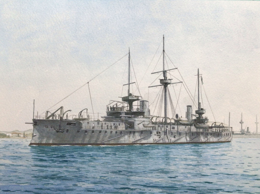 Safebooru - atelier bono cannon clouds hellenic navy highres ironclad ...