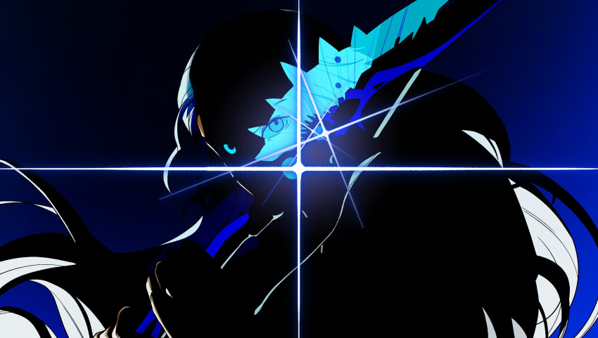 Safebooru - 1girl blue background blue eyes covered mouth enullim eyes ...