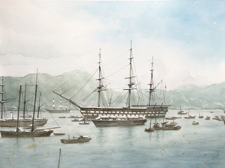 Safebooru - atelier bono boat highres hms rodney (1833) mast military ...