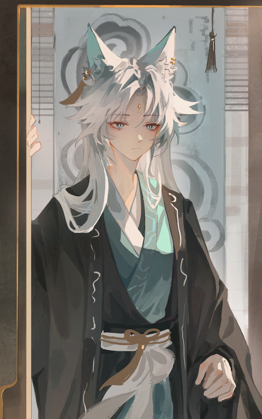 Safebooru - 1girl absurdres alternate costume animal ear fluff animal ears black robe chinese ...