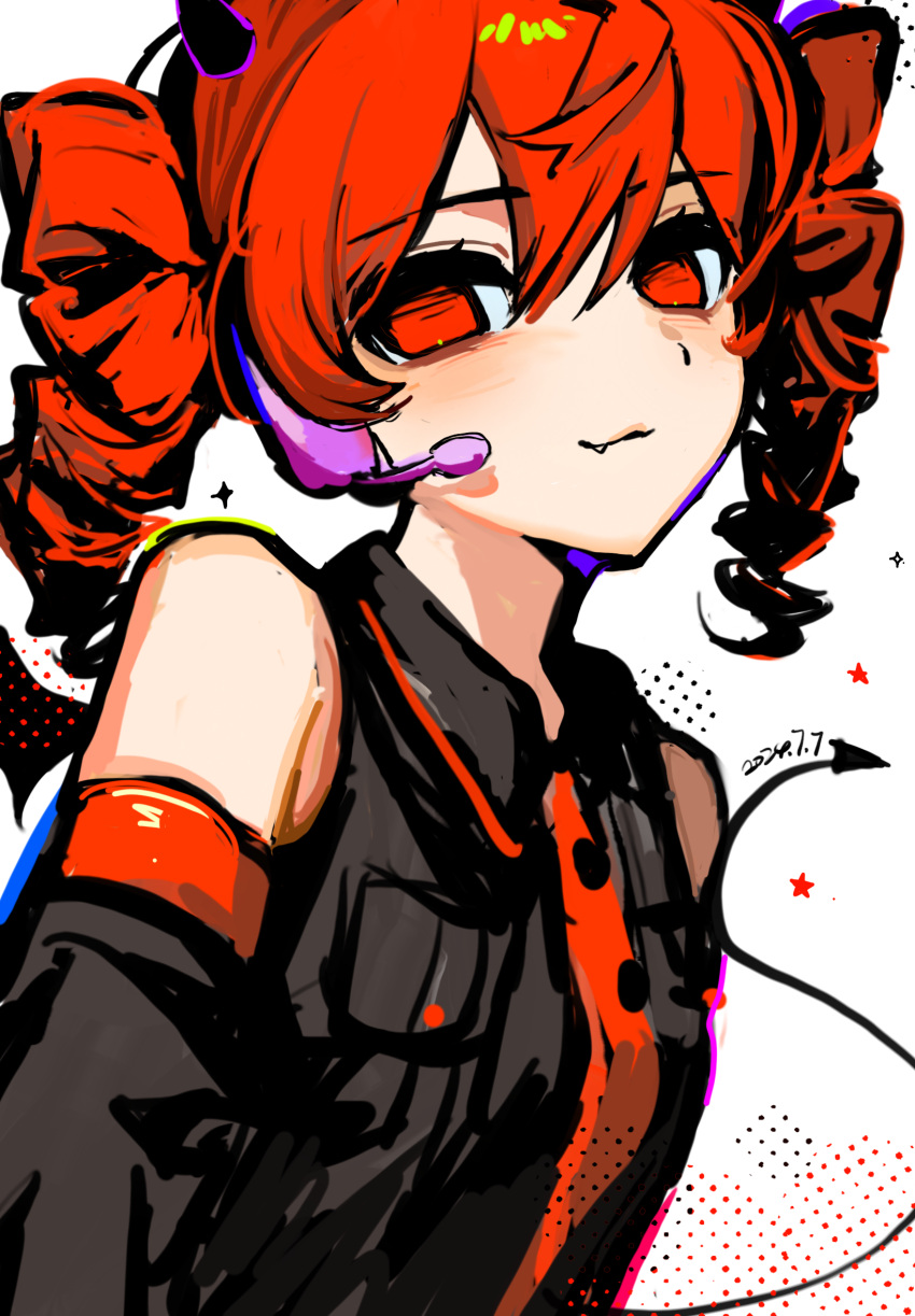 Safebooru - 1girl :3 bare shoulders black shirt black sleeves collared ...