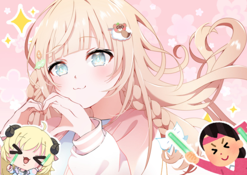 Safebooru - 3girls :3 blonde hair blue eyes blunt bangs blush braid ...
