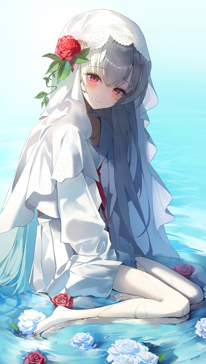 Safebooru - 1girl absurdres arcaea between legs blush bow bowtie closed ...