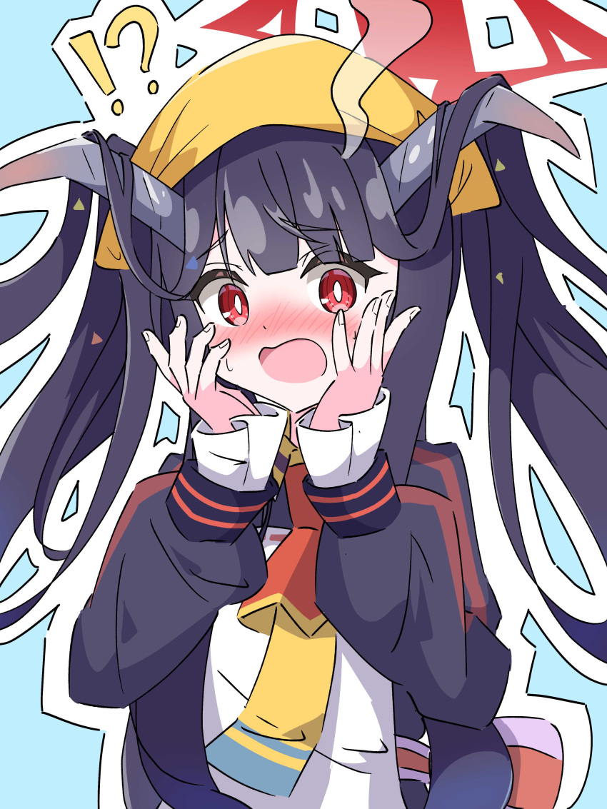 Safebooru - !? 1girl absurdres apron black hair blue archive blush ...