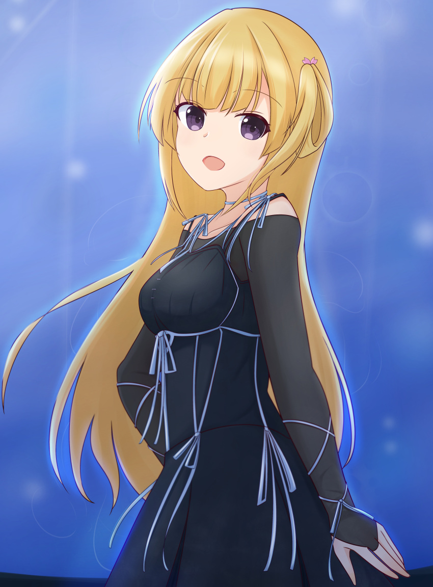 Safebooru 1girl 227 Absurdres Black Dress Blonde Hair Blue 3871