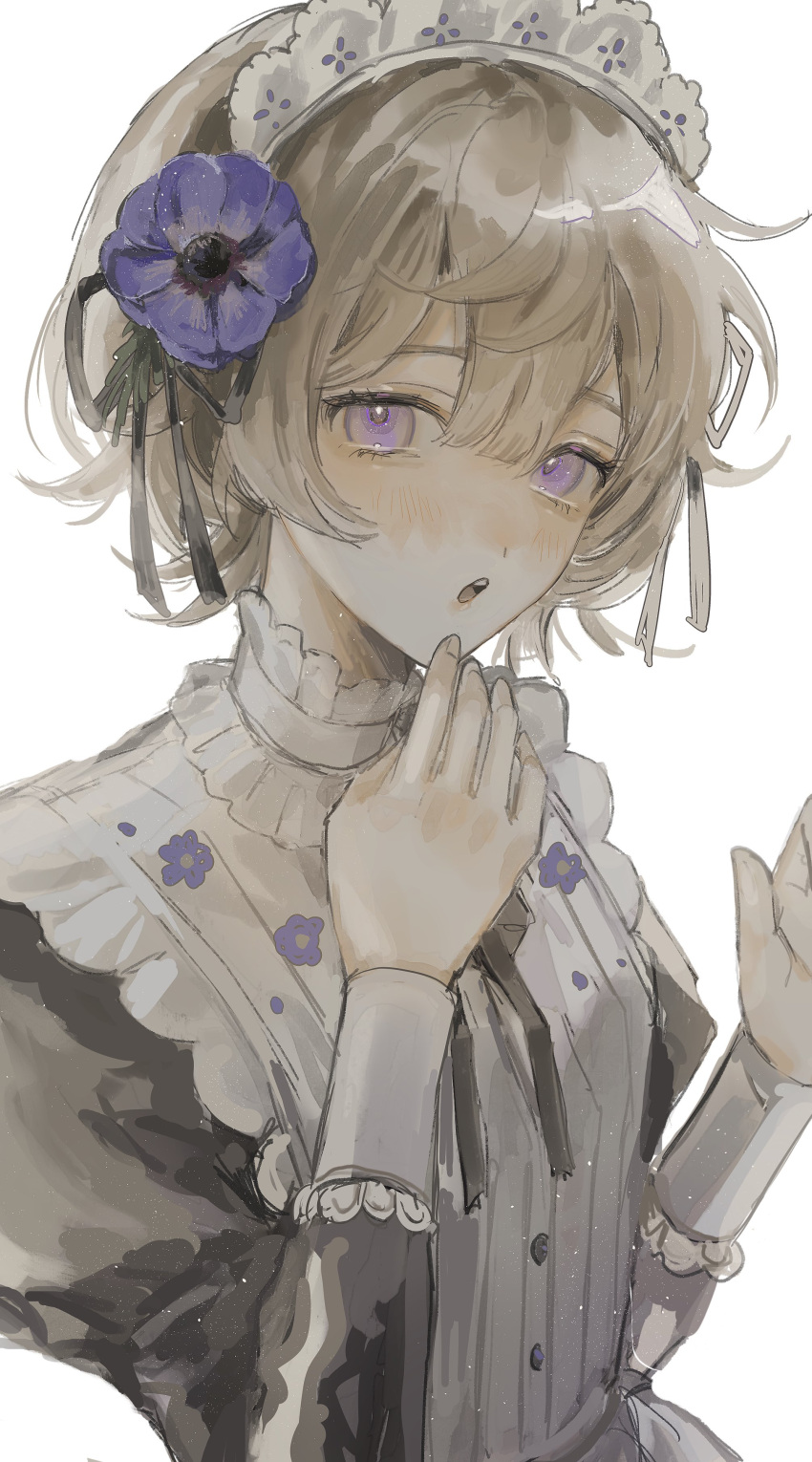 Safebooru - 1girl absurdres anemone (flower) black bow black bowtie ...