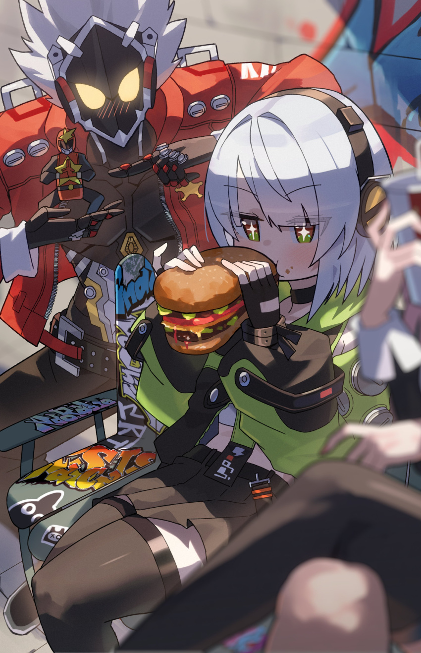 Safebooru - 1boy absurdres anby demara belted skirt billy kid black headphones black skirt black ...