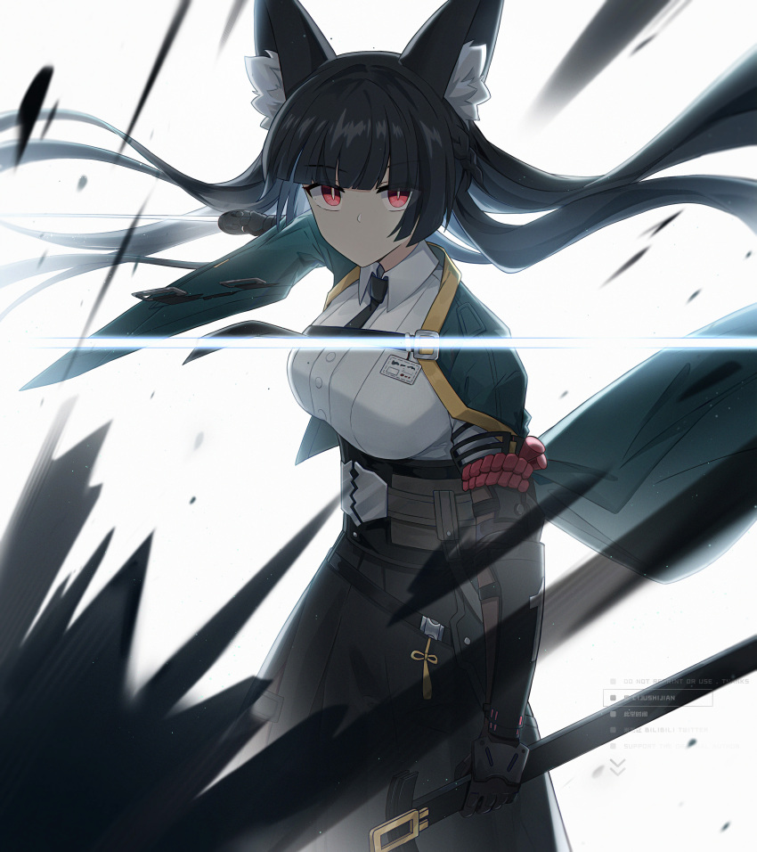 Safebooru - 1girl 606 haochuangshangren absurdres animal ear fluff animal ears black hair black ...
