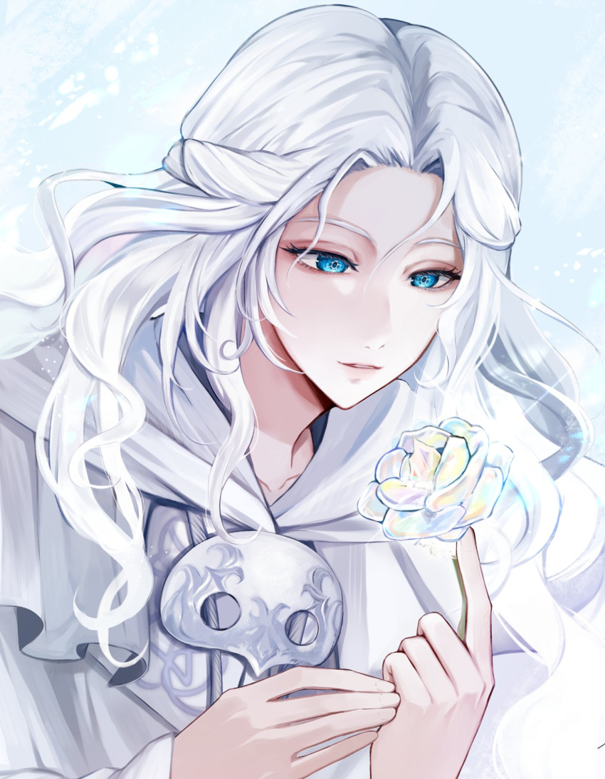 Safebooru - 1girl blue eyes capelet elpis flower final fantasy final ...