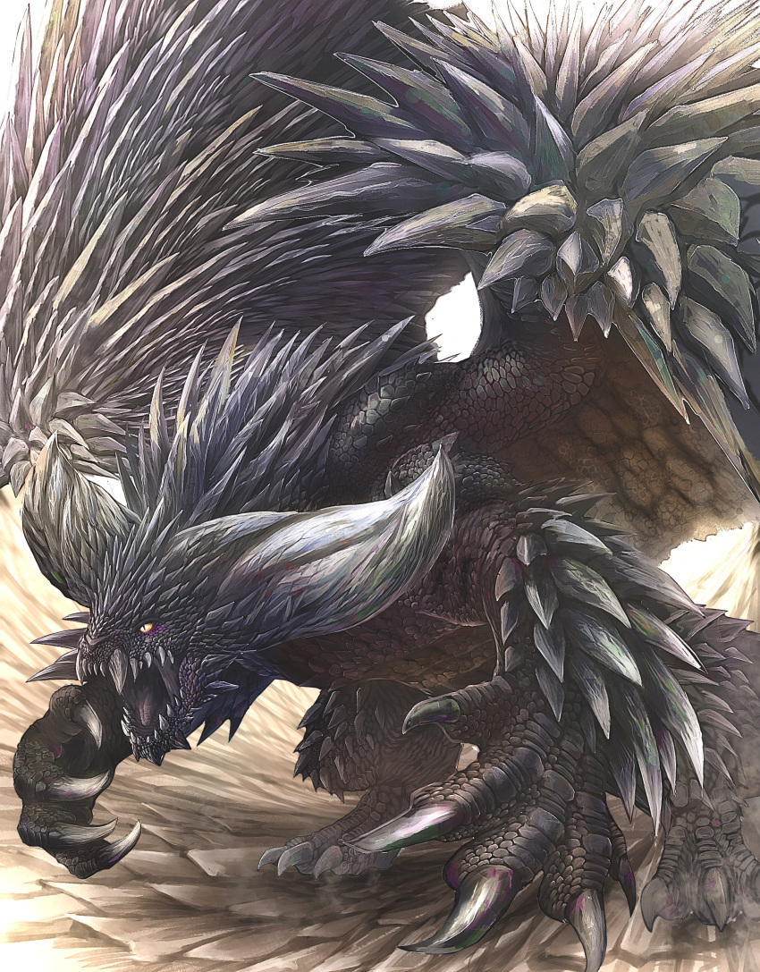 Safebooru - absurdres claws dragon dragon horns dragon wings folded wings highres horns huge ...