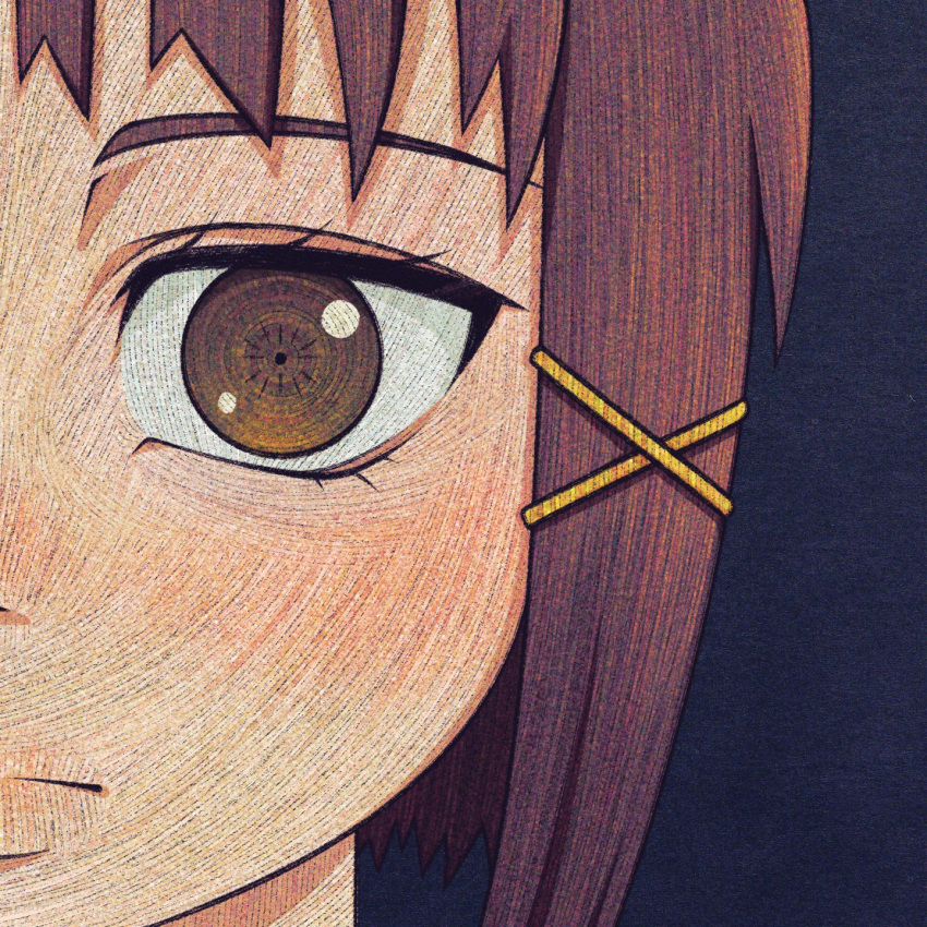 Safebooru - 1girl blue background brown eyes brown hair close-up closed ...