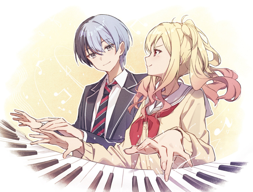 Safebooru - 1boy 1girl aoyagi touya asunaro (vxsz5k mamun) black hair black jacket black necktie ...