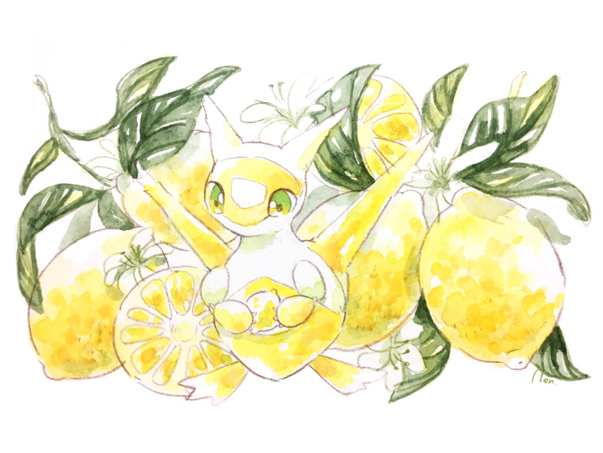 Safebooru - claws flower food fruit full body green eyes holding ...