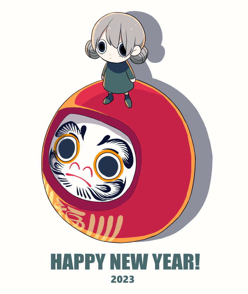 Safebooru - 1girl 2023 black eyes brown hair child commentary request daruma doll double bun ...