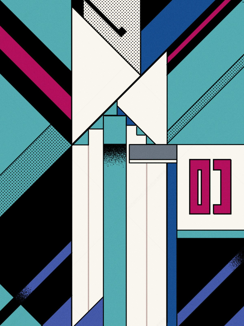 Safebooru - abstract aqua necktie halftone hatsune miku headset highres ...