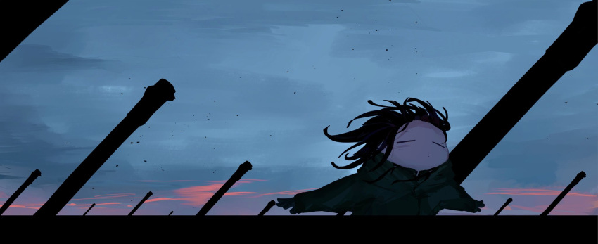 Safebooru - 1girl arms up black gloves black hair cannon chito (shoujo ...