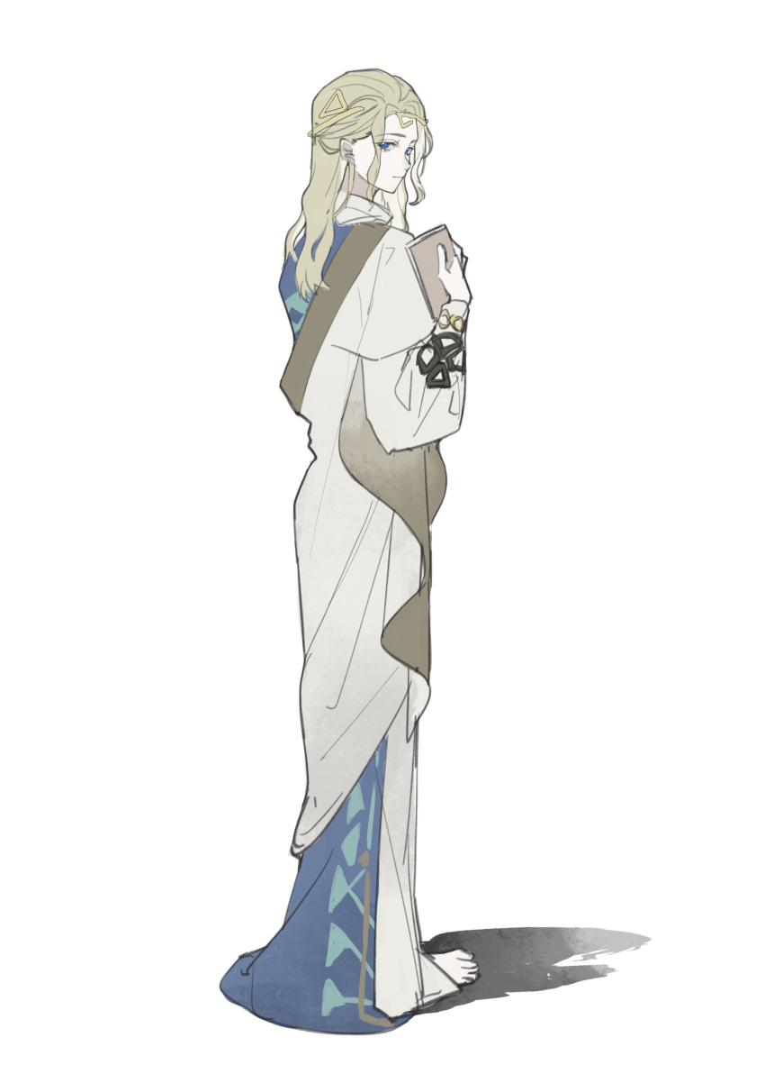 Safebooru - 1boy 6 (reverse:1999) absurdres ancient greek clothes barefoot blonde hair blue eyes ...