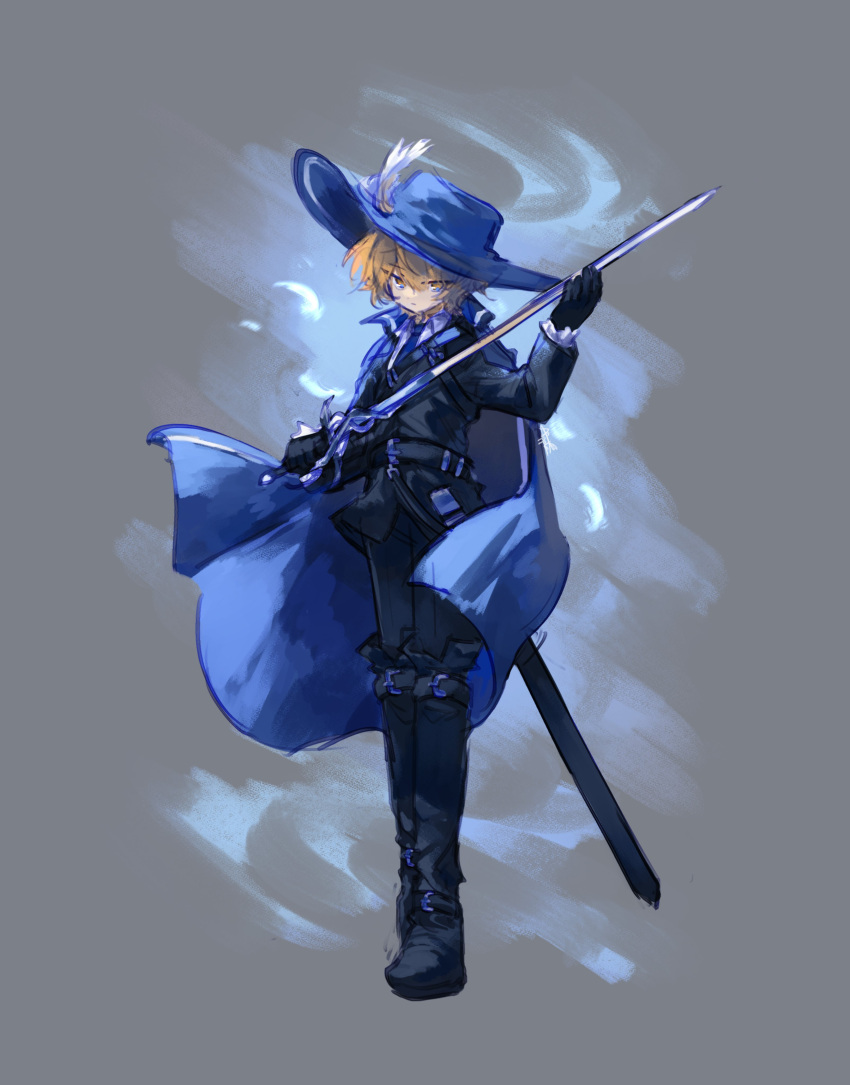 Safebooru - 1boy absurdres black gloves blonde hair boots full body ...