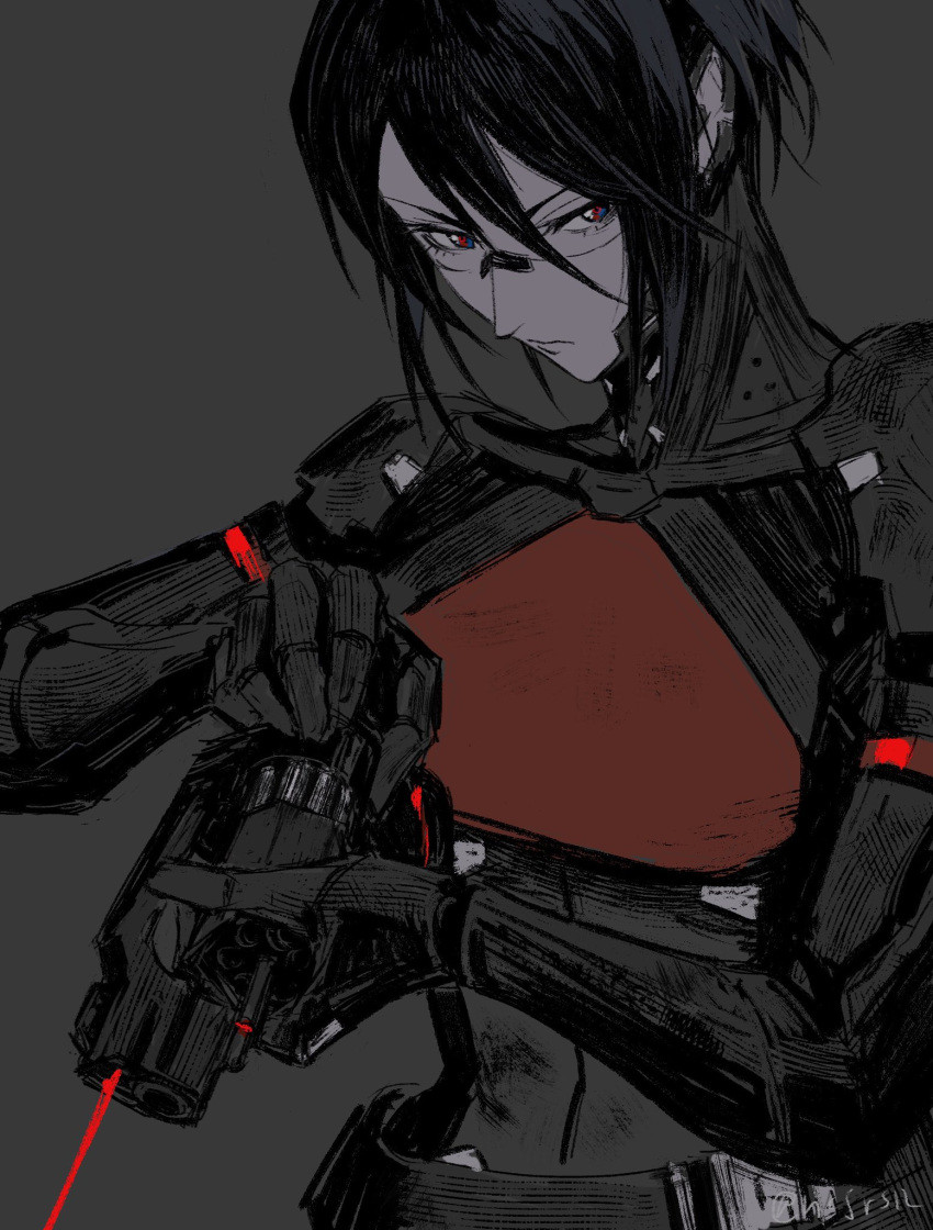 Safebooru - 1girl android black hair blue eyes cyberpunk elster ...