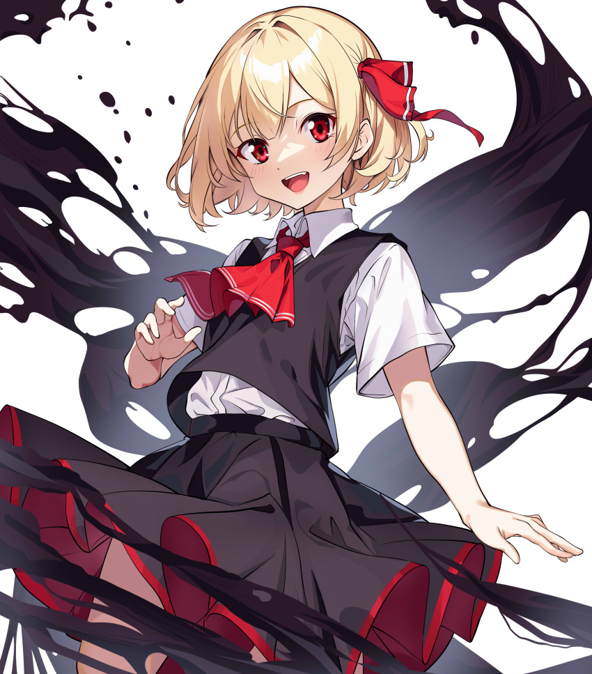 Safebooru - 1girl absurdres ascot black skirt black vest blonde hair blush collared shirt ...