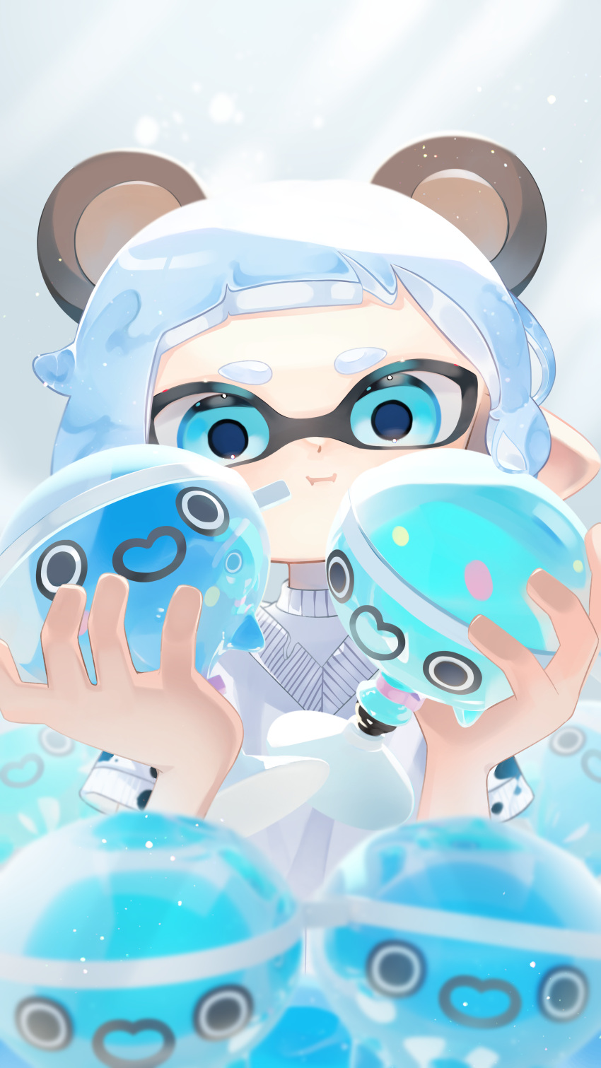 Safebooru - 1girl :t absurdres animal ears bear ears blue eyes blue ...