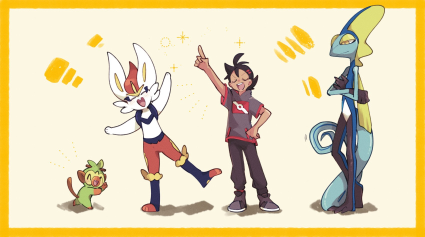 Safebooru - 1boy black hair blush bright pupils cinderace closed eyes ...