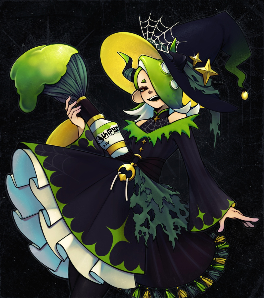 Safebooru - 1girl black dress dress green hair hojinxs horn horns ...