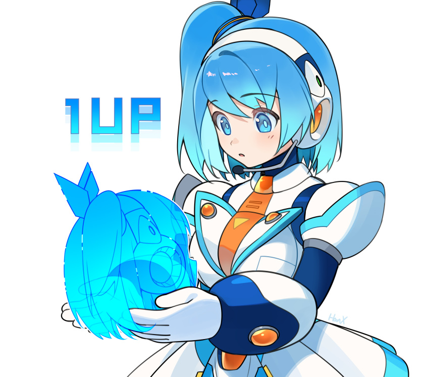 Safebooru - 1girl 1up blue eyes blue hair buzzsaw (6631455) cowboy shot ...