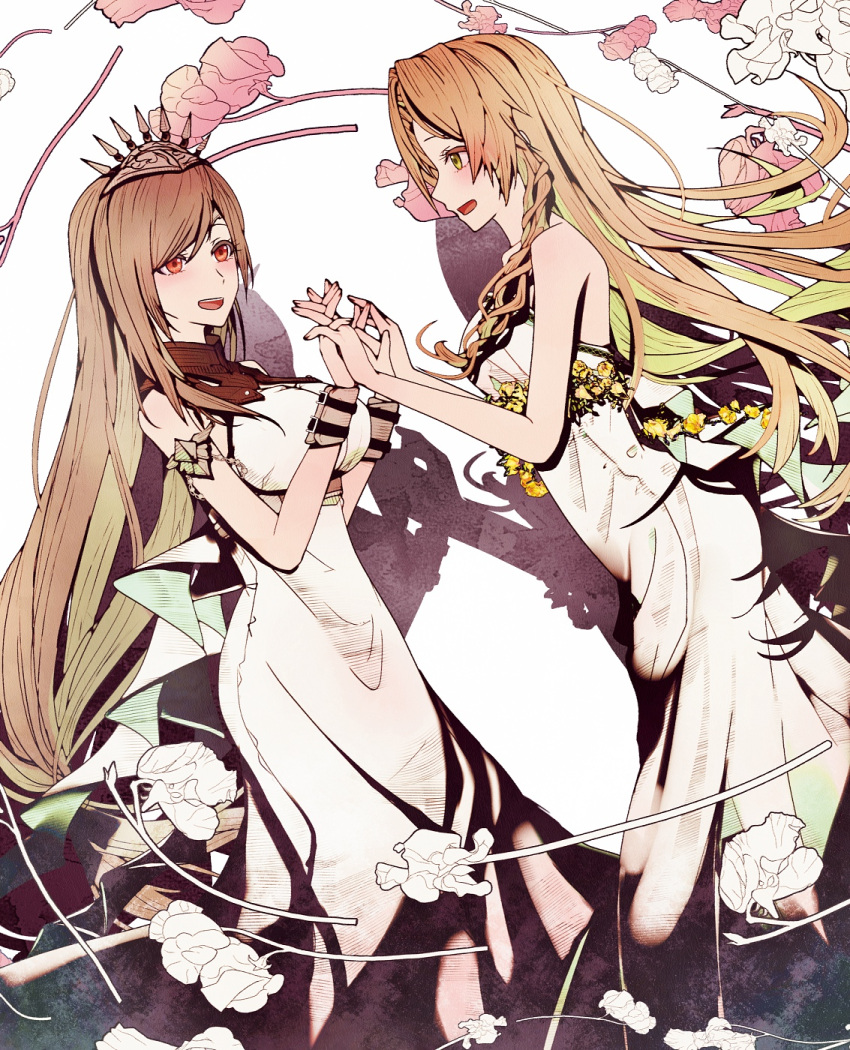 Safebooru - 2girls aerith gainsborough aerith gainsborough (white floral dress) armlet back bow ...
