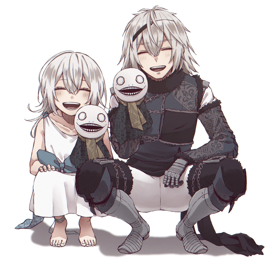 Safebooru - 1boy 1girl age difference barefoot brother and sister dress ...