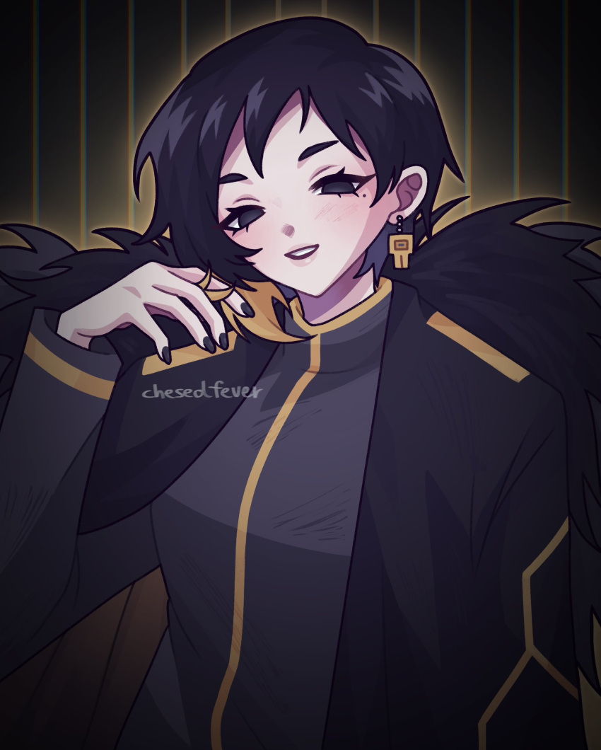 Safebooru - 1girl binah (project moon) black cape black dress black eyes black hair blonde hair ...