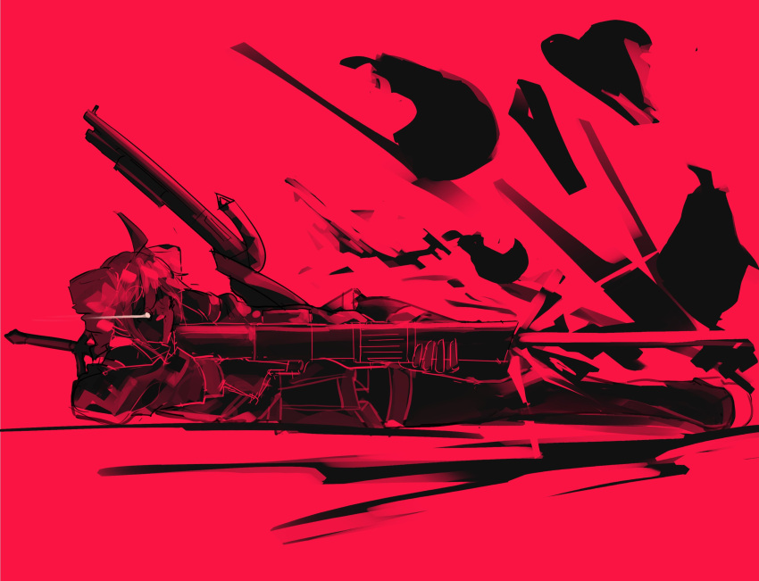 Safebooru - 1girl ahoge corporalblake drill hair eye trail firing gun ...